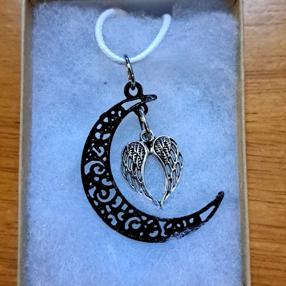 Jewelry | Crescent Moon Angel Wings Necklace | Poshmark